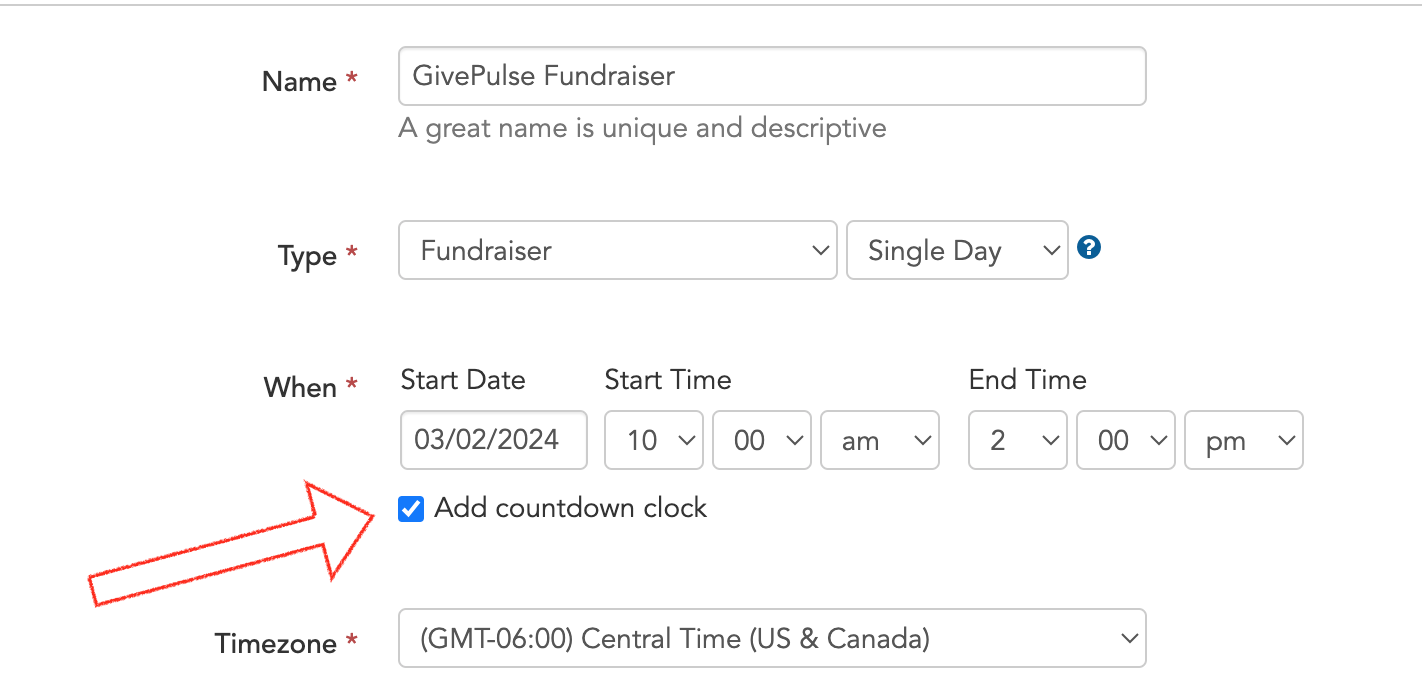 Fundraiser Countdown – GivePulse