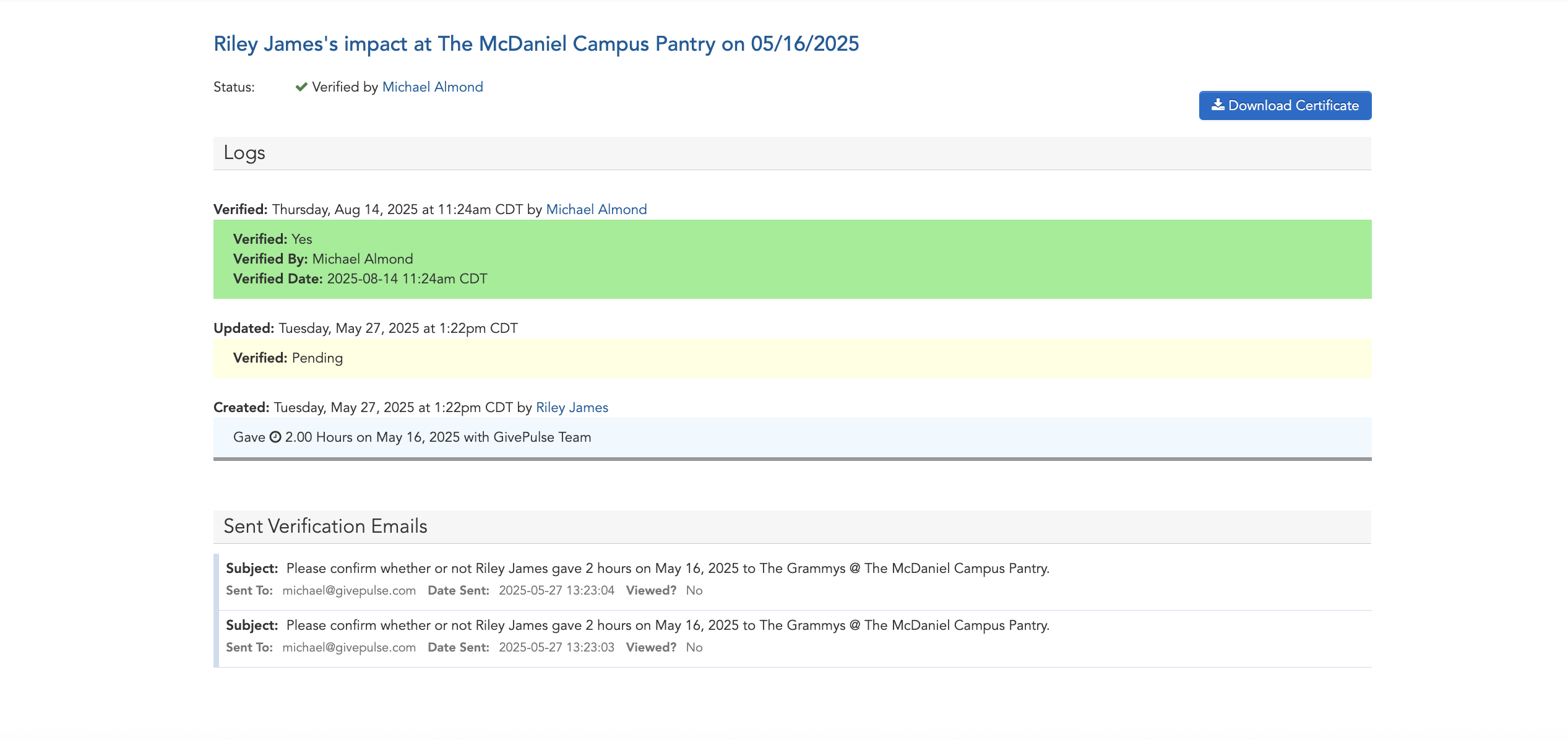 Track, Manage, and Update your Impacts/Timesheets (User/Volunteer Guide ...